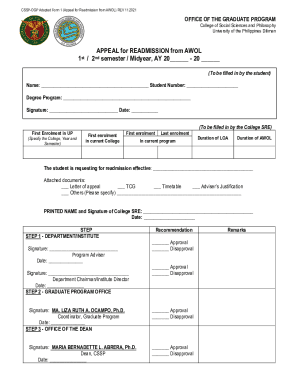 Fillable Online kssp upd edu CSSP-OGP Adapted Form 1 (Appeal for ...