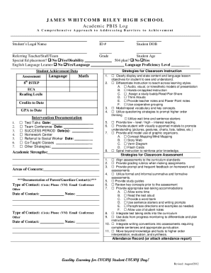 Fillable Online Academic PBIS Log - Riley High School Fax Email Print ...