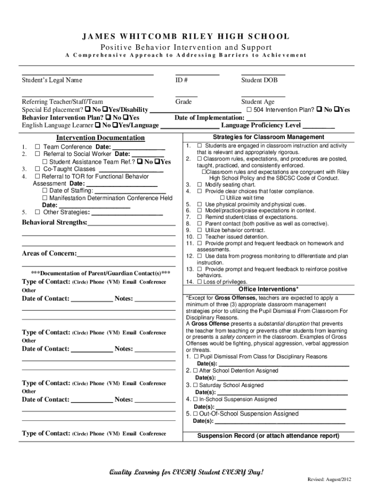 Fillable Online Our Mission Statement - Riley High School Fax Email ...