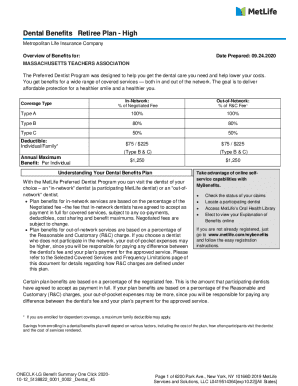 Fillable Online Dental Benefits Retiree Plan - High - MTA Benefits Fax ...