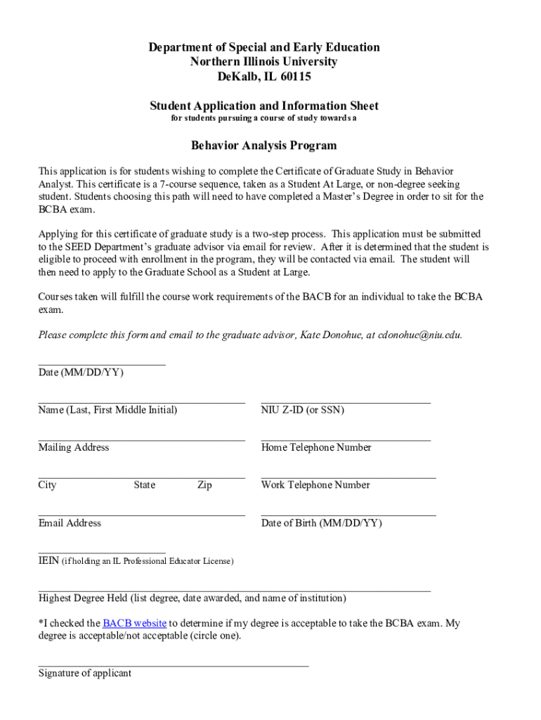Fillable Online Applied Behavior Analysis (ABA) Certificate Fax Email ...