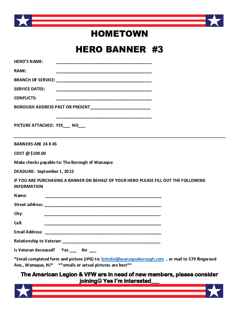 Fillable Online Hometown Heroes Banner Application Form - ArcGIS ...