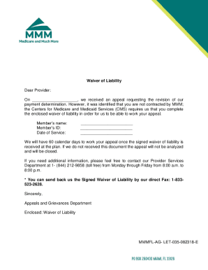 Fillable Online Model Waiver of Liability formGuidance Portal - HHS.gov ...