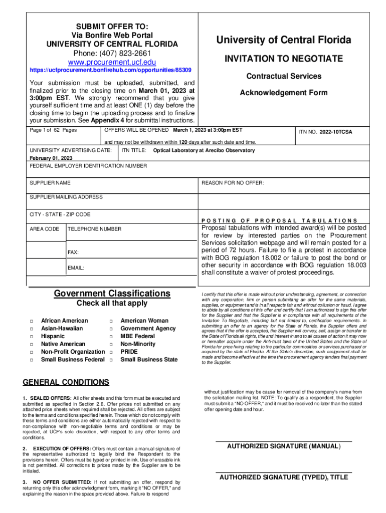 Fillable Online procurement ucf Suppliers: General Information - UCF Procurement Services Fax ...