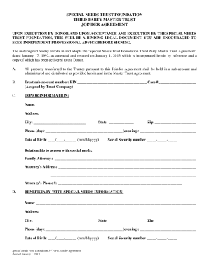 Fillable Online Third-Party Pooled Special Needs Trust Master Trust ...