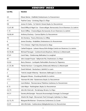 Fillable Online VENDORS INDEX Fax Email Print - pdfFiller