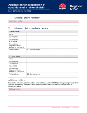 Fillable Online (LR8) SST8 Application for suspenstion of conditions of ...