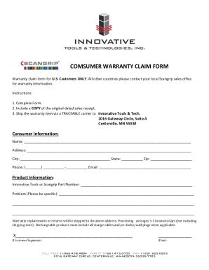 Fillable Online COMSUMER WARRANTY CLAIM FORM - Detailed Image Fax Email ...