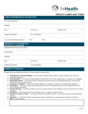 Fillable Online PRIVACY COMPLAINT FORM I am the victim I am filing on ...