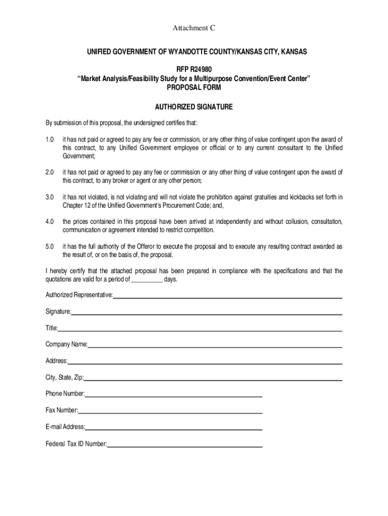 Fillable Online purchasing wycokck Proposal in Response to RFP for a Market Feasibility Study ...