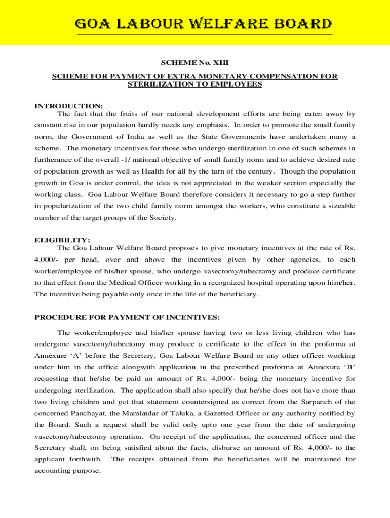 Fillable Online GOA LABOUR WELFARE BOARD Fax Email Print - pdfFiller