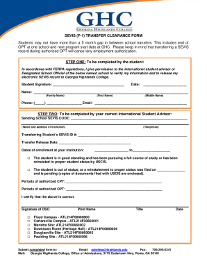 Fillable Online SEVIS (F-1) TRANSFER CLEARANCE FORM Students may ...