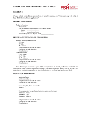 Fillable Online fsh society research grant application section i Fax ...