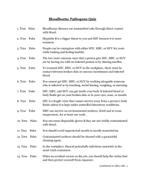 Fillable Online Blood Borne Pathogen Quiz Key.Aug2019 - Mission Hospice ...