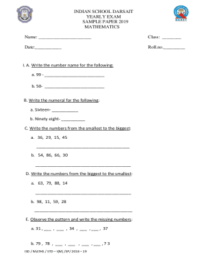 Fillable Online half yearly examination, september 2019 sample paper ...