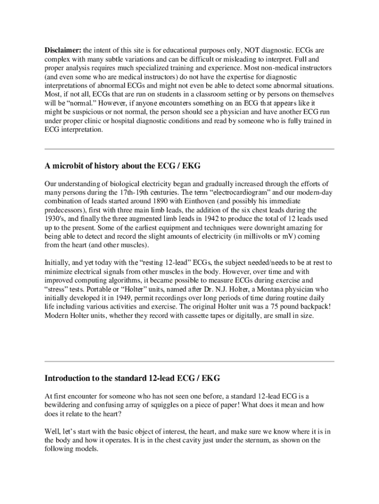 Fillable Online eHeart: Introduction to ECG EKG - North Dakota State ...
