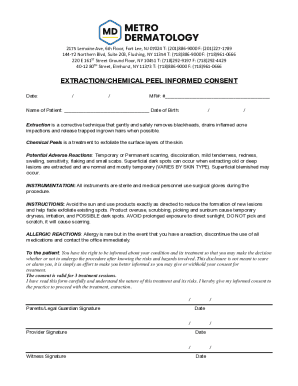 Fillable Online Extraction Chemical Peel Informed Consent.docx Fax ...