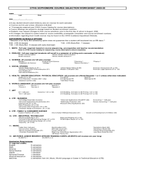 Fillable Online ahs course selection worksheet 2022-2023 - Fort Bend ...