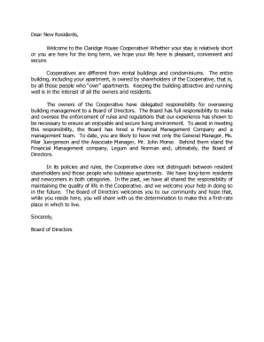 Fillable Online Dear New Residents, Welcome to the Claridge House ...