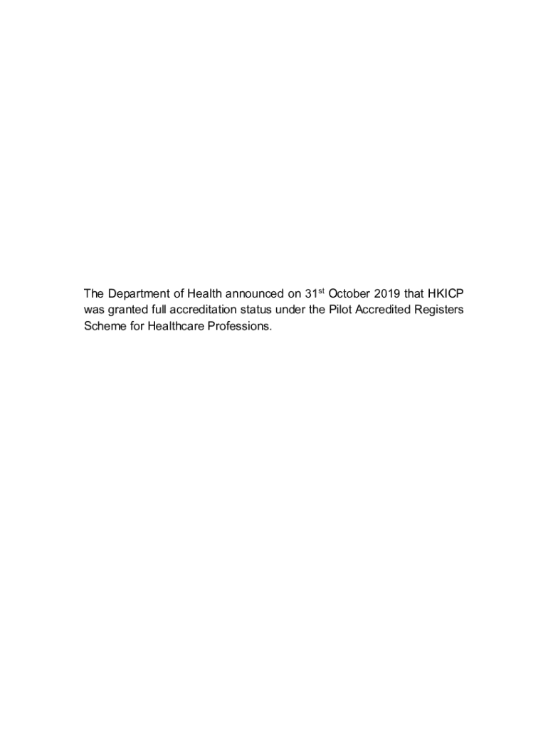 Fillable Online The Department of Health announced on 31st ... - HKICP ...