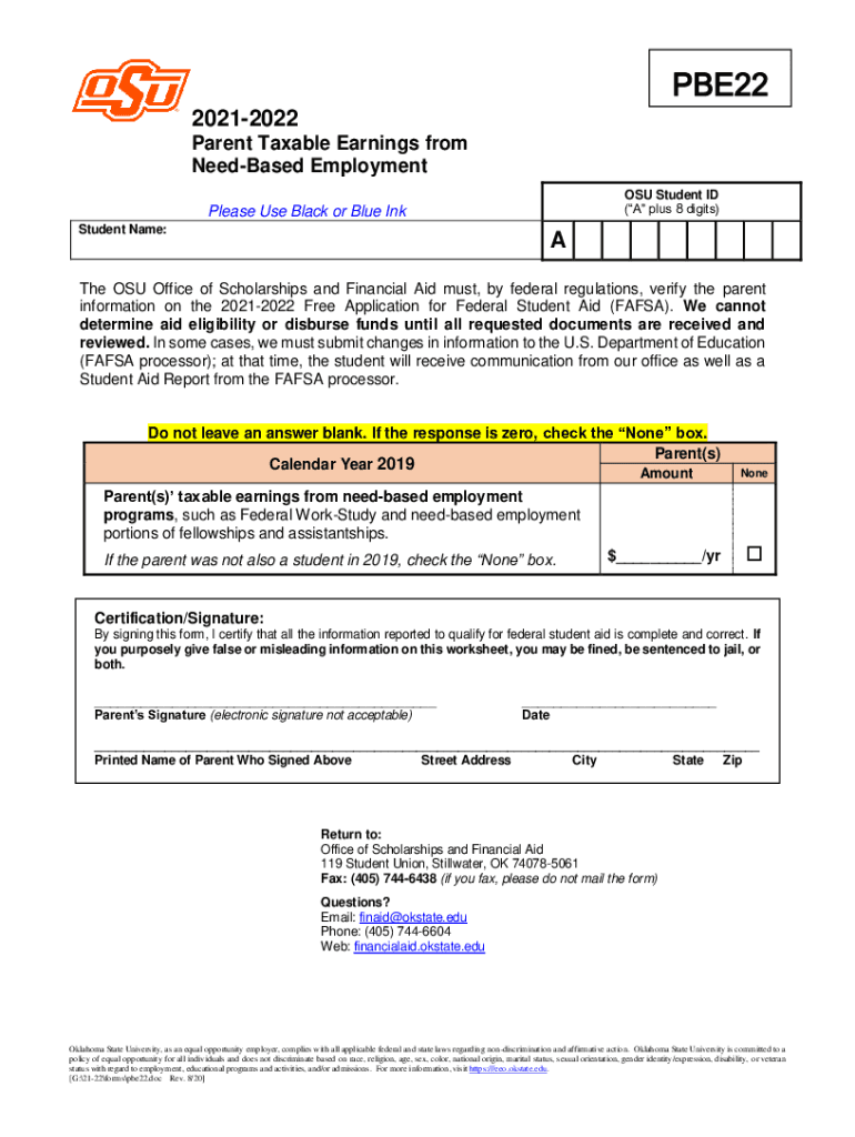 Fillable Online information on the 2021-2022 Free Application for Federal Student Aid (FAFSA ...