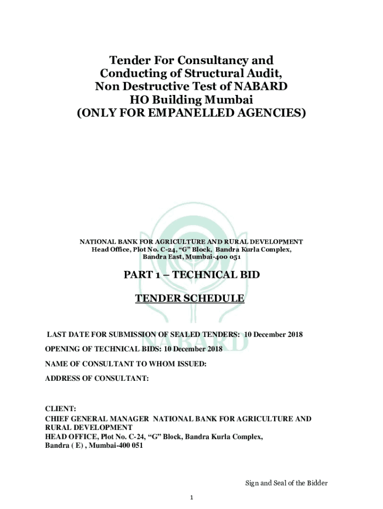 Fillable Online Tender For Consultancy and Conducting of Structural ...