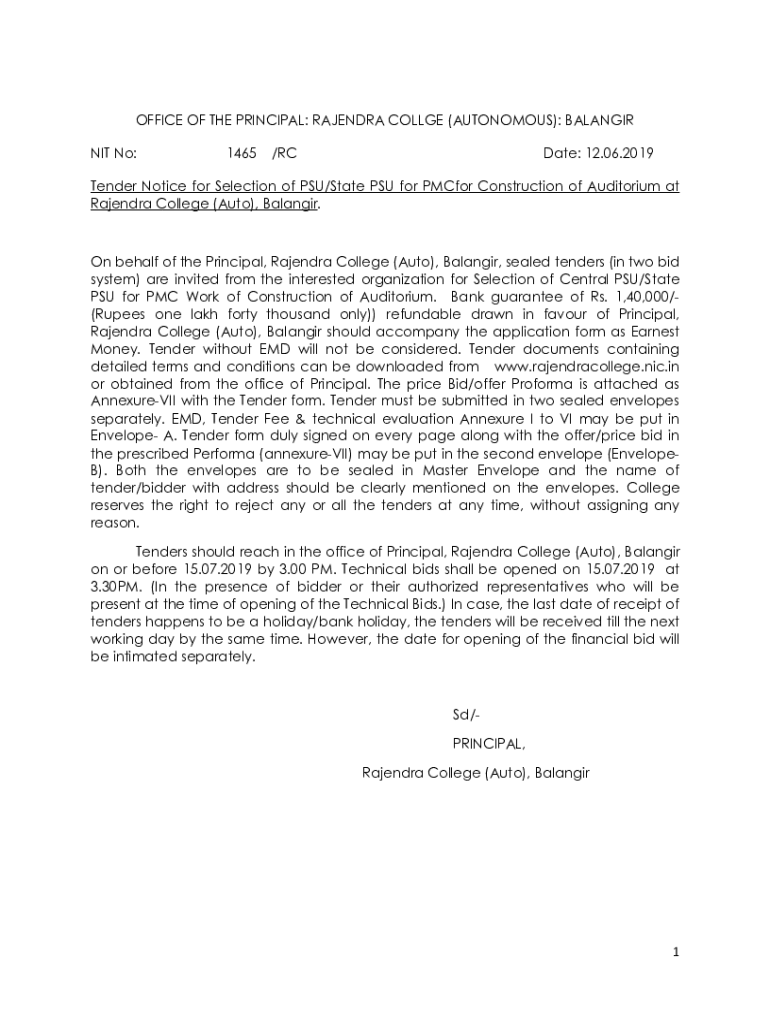 Fillable Online rajendracollege nic Principal, Rajendra Autonomous ...