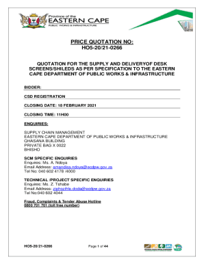 Fillable Online PRICE QUOTATION NO: HO5-20/21-0266 Fax Email Print ...