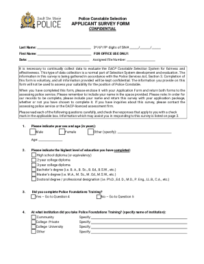 Fillable Online applicant survey form - Sault Ste. Marie Police Service ...