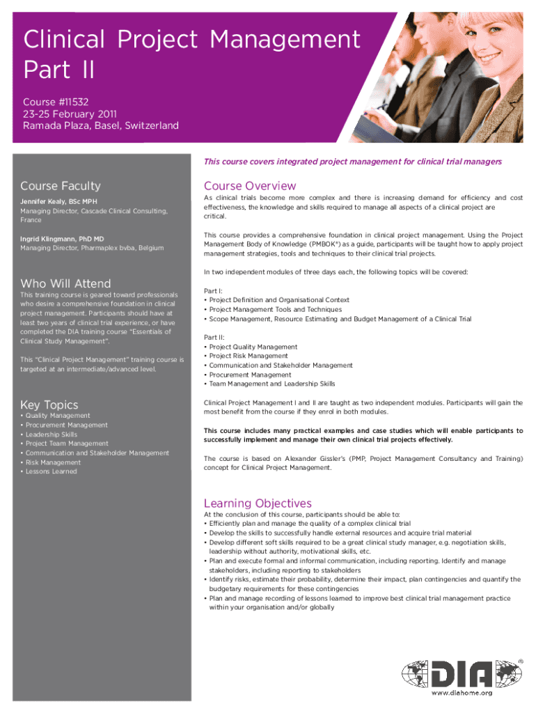Fillable Online Certificate Program in Clinical Trial Project Management Fax Email Print - pdfFiller