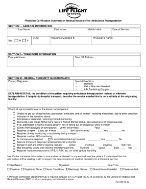 Fillable Online Certificate of Medical Necessity - Life Flight Network ...
