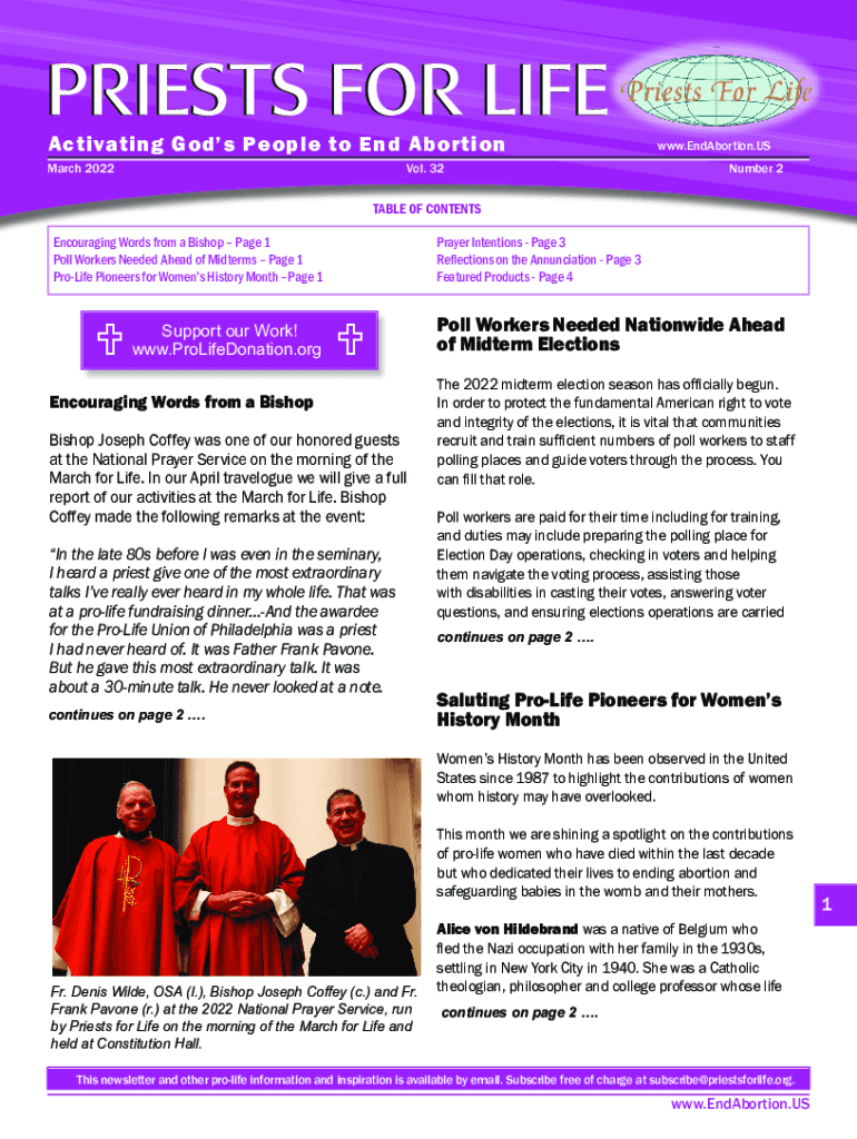 Fillable Online Encouraging Words from a Bishop - Priests for Life Fax ...