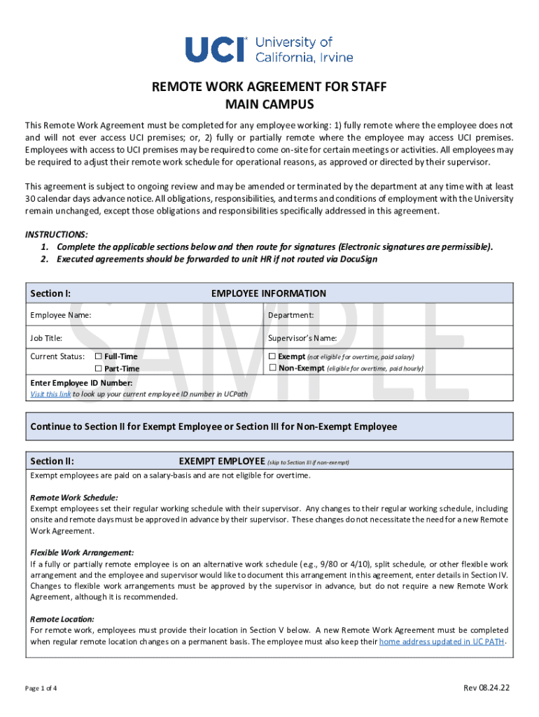 Fillable Online Remote Agreement CAMPUS SAMPLE Fax Email Print - pdfFiller