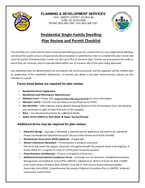 Fillable Online Residential Single-Family Dwelling Plan Review and ...