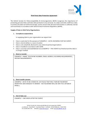 Fillable Online bshi org Third party data protection agreement Fax ...