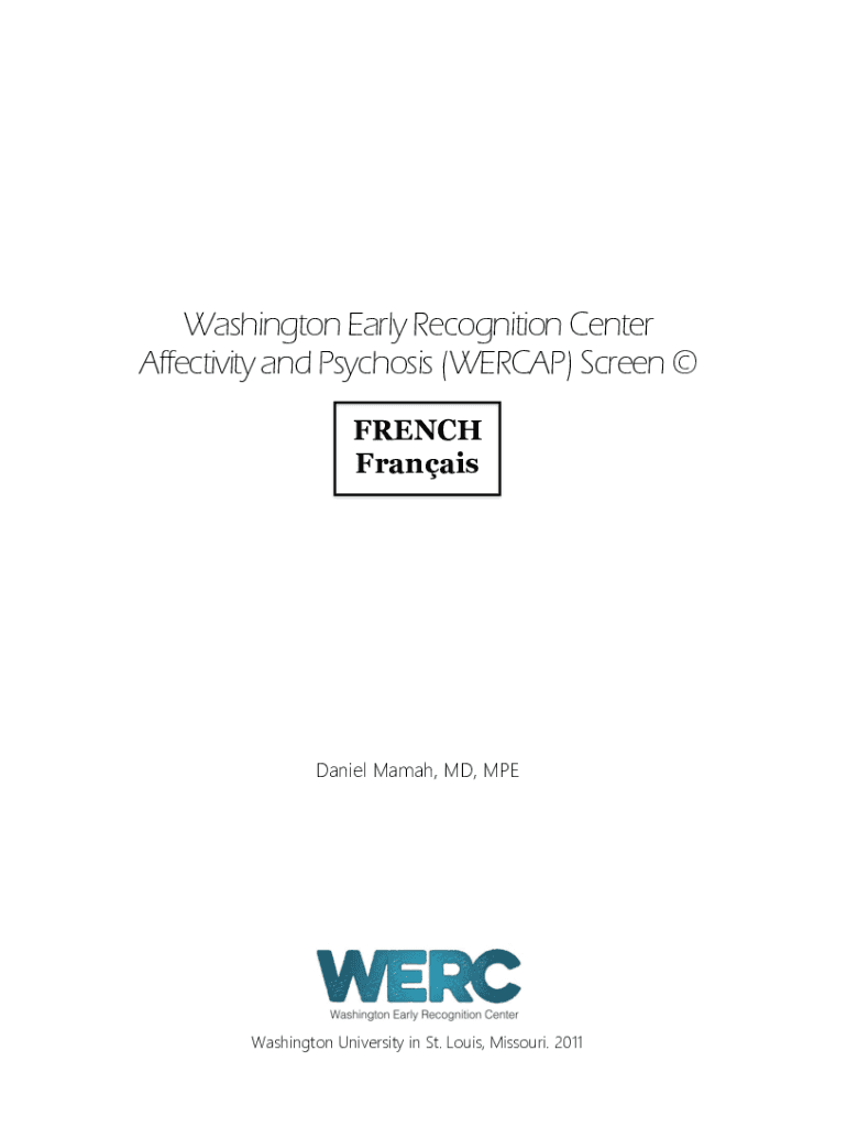 Remplissable En Ligne Washington Early Recognition Center (WERC) Fax ...