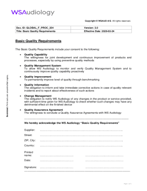 Fillable Online Basic Quality Requirements - WS Audiology Fax Email ...