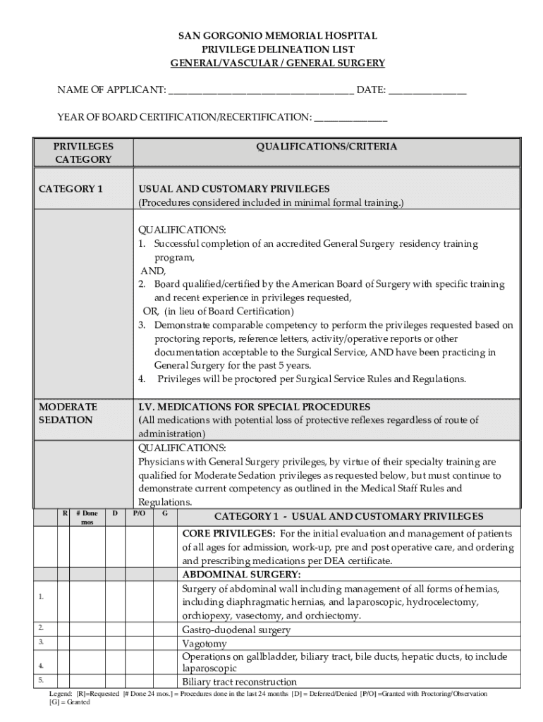 Fillable Online Privileges in General Surgery - Stanford Health Care ...