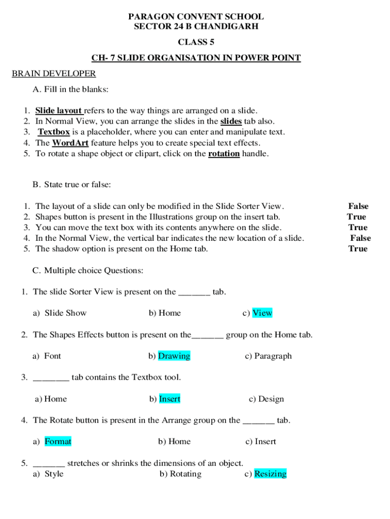 Fillable Online class 5 ch 7 slide organisation in power point Fax Email Print - pdfFiller