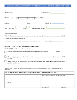 Fillable Online KENYA BANKERS SACCO SOCIETY LTD FIXED/SHORT/CALL ...