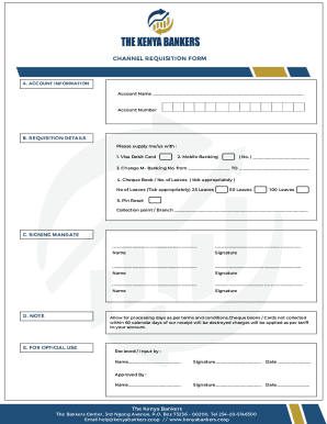 Fillable Online Visa Debit Card - Mobile Banking - Cheque REQUISITION ...