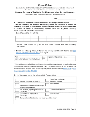 Fillable Online Form ISR-4 Duplicate and other services in demat.docx ...