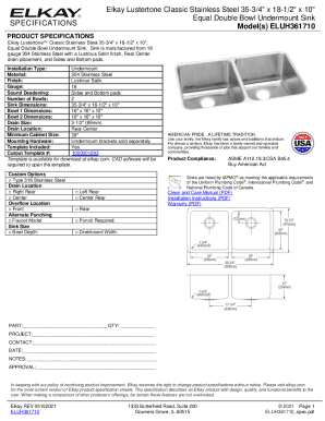Fillable Online Elkay Lustertone Classic Stainless Steel 35-3/4 ...