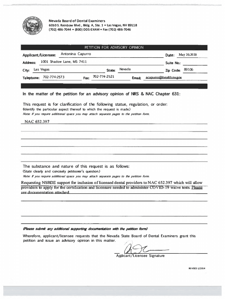 Fillable Online Nevada State Board of Dental Examiners - Exam Schedule ...