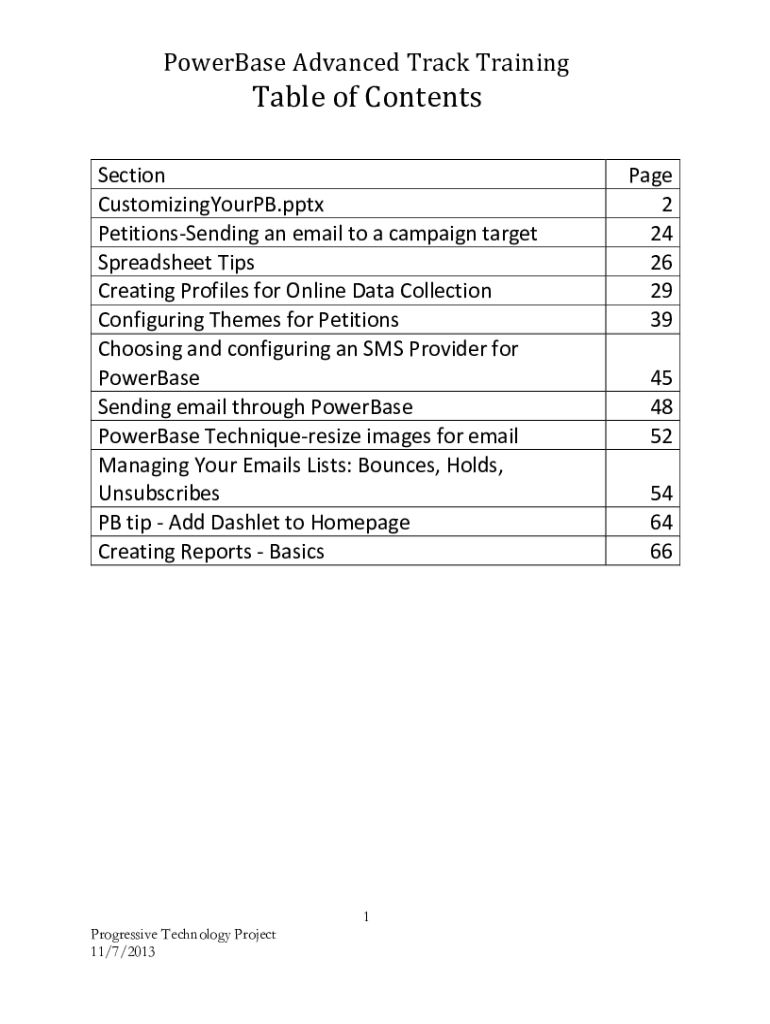 Fillable Online network progressivetech Table of Contents - PowerBase ...