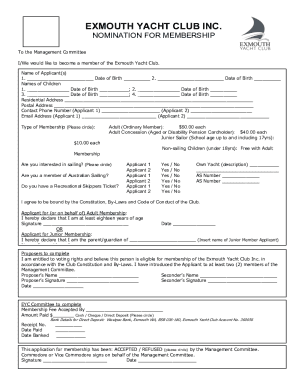 Fillable Online Membership Application Form - Lough Erne Yacht Club Fax ...