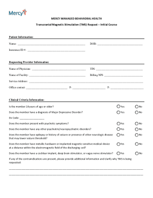Fillable Online Repetitive Transcranial Magnetic Stimulation Request Form Fax Email Print ...