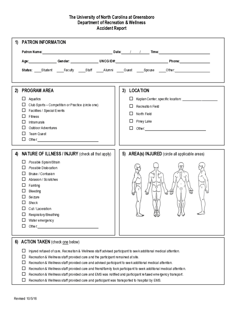 Fillable Online recwell uncg Accident Report Template.doc Fax Email Print - pdfFiller