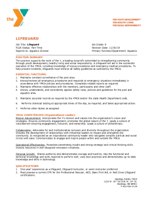 Fillable Online Lifeguard Job Description Template - Monster for ...