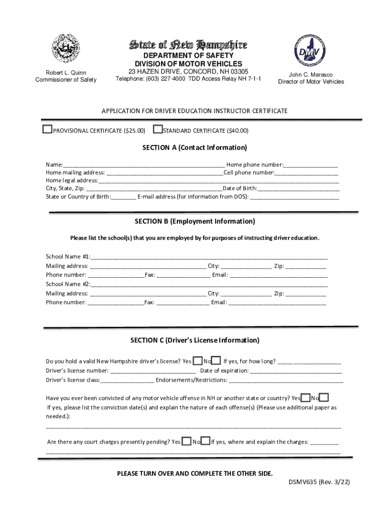 Fillable Online NH Department of Safety: Welcome Fax Email Print - pdfFiller